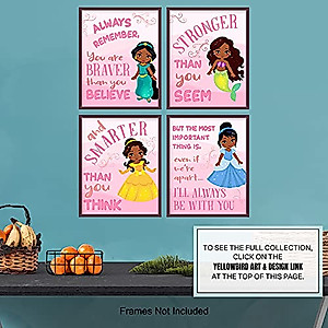 Black Girls Wall Art - African American Girl Wall Decor - Pink Princess Wall Decor - Toddler, Little Girls Bedroom Decor - Cute Girls Room Decor - Baby Girl Room Decorations - Positive Daughter Gifts