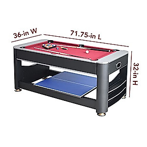Triple Threat 6-ft 3-in-1 Multi Game Table with Billiards, Air Hockey, and Table Tennis