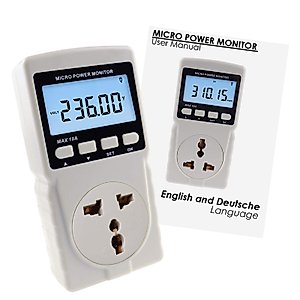 Watt Power Meter Plug-in Socket Power Meter, Home Electrical Usage Monitor Consumption, Kilowatt Wattage Voltage AMP Tester with Backlight Overload Protection