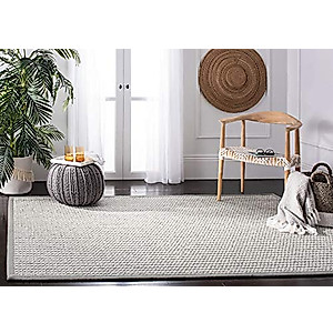 SAFAVIEH Palm Beach Collection 8' x 10' Silver / Ivory PAB615G Hand-Knotted Sisal & Wool Area Rug