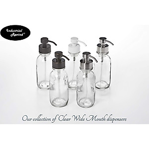 Clear Glass Soap Dispenser with Chrome Metal Pump - Wide Mouth 16oz Glass Bottle Includes Non Slip Bottom and Counter top Protector. (Clear/Chrome)