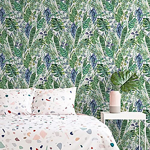 CHIHUT Green Leaf Wallpaper Peel and Stick Tropical Palm Leaf Wallpaper Self Adhesive Removable Greenery Wallpaper Botanical Contact Paper for Cabinets Walls Shelf Liner 17.7”x236” Vinyl Film
