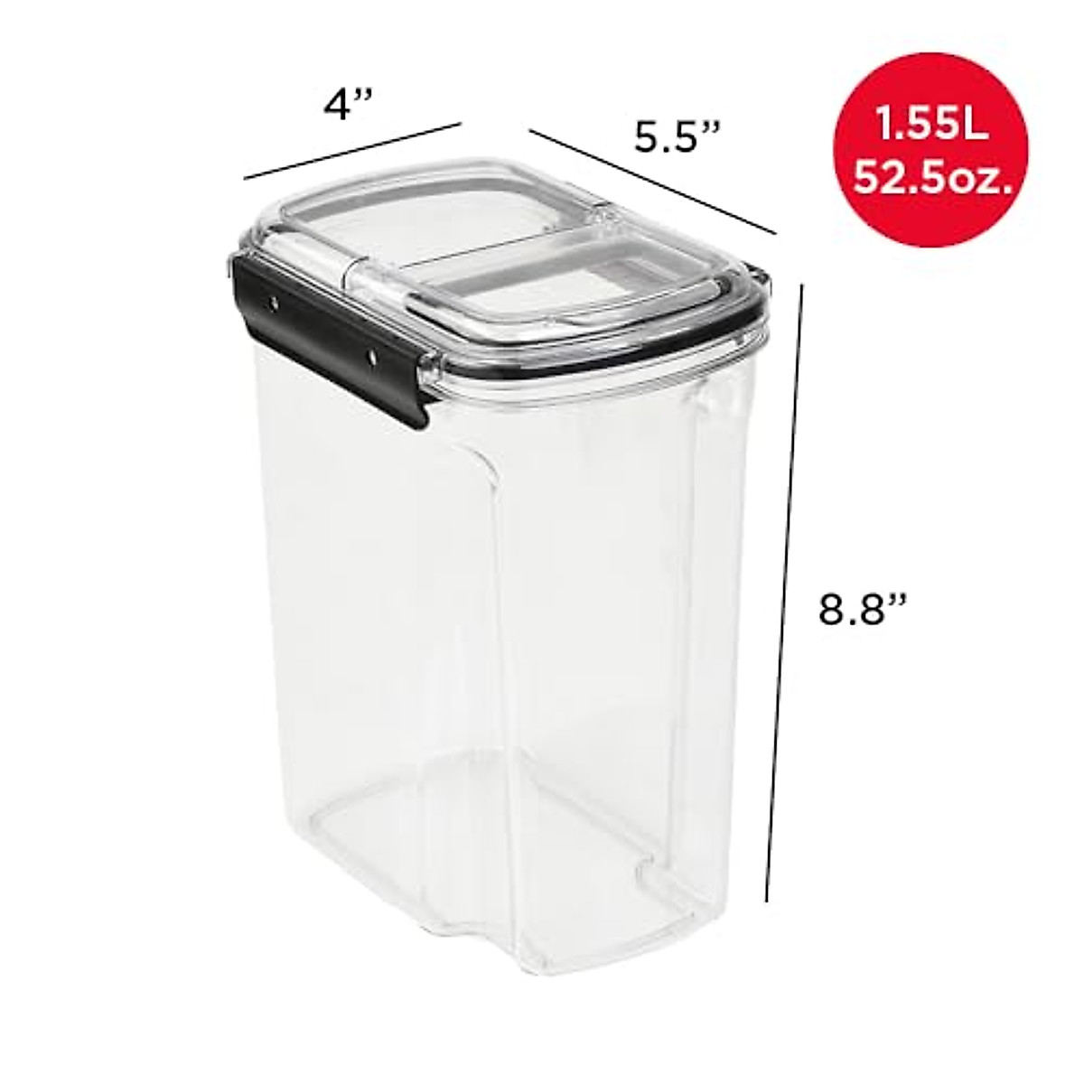 SharpChef 4PC Airtight Food Storage Container with with Dispenser, Easy locking lids, Date Indicator, Leakproof, Kitchen Pantry Organization and Storage, Cereal, Flour & Sugar, Rice, BPA-Free(2,1.55L)