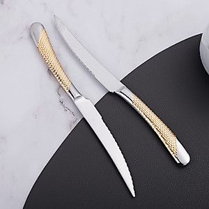 Zerophilo 16 Piece Silverware Set,Stainless Steel Flatware Set Spoon and Fork Set for 4,Kitchen Utensil Cutlery Set Mirror Finish Dishwasher Safe Gift Package (gold)