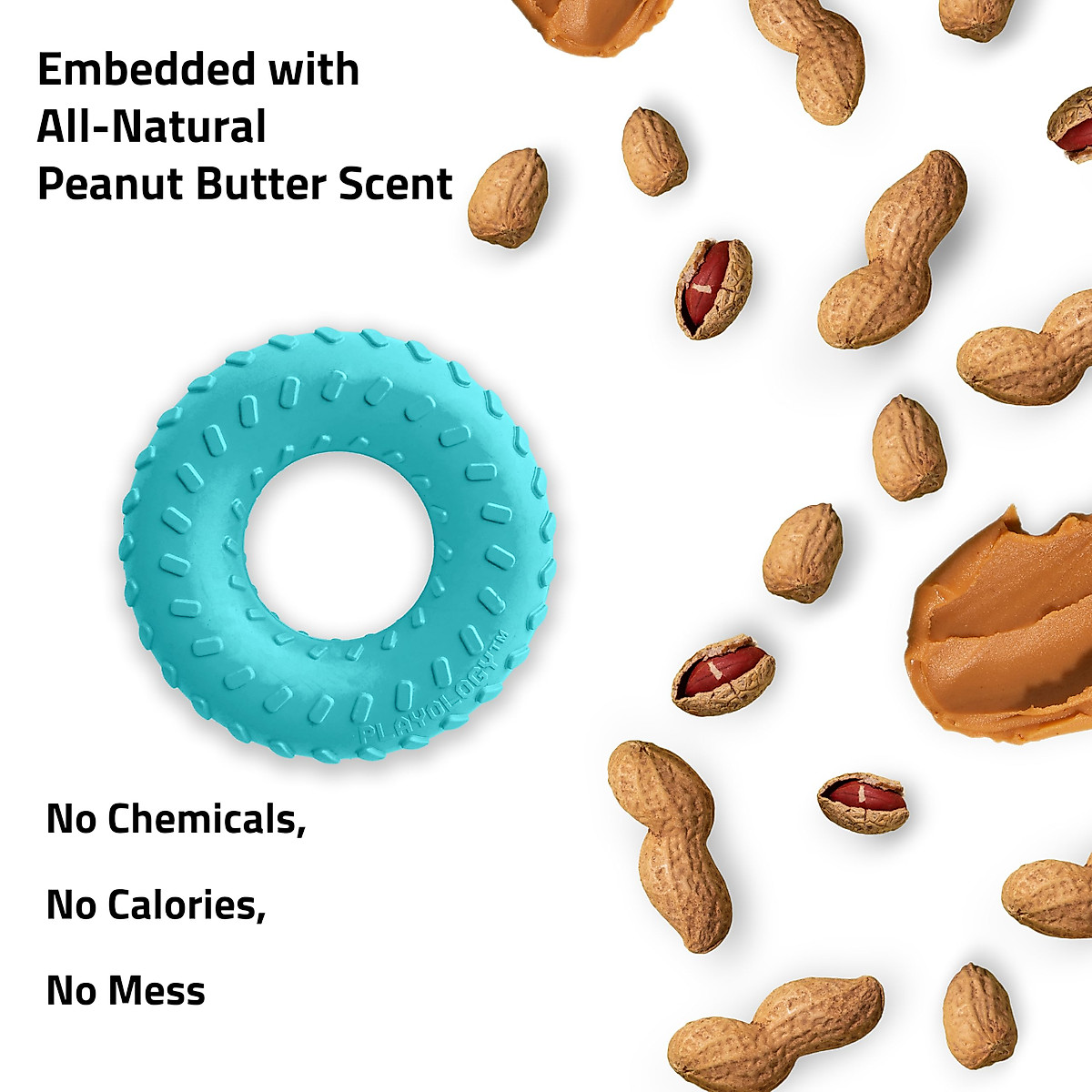Playology Dual Layer Ring Toy for Large to X-Large Dogs 50lbs & up | Engaging All-Natural Peanut Butter Scented Durable Dog Chew Toy for Power Chewers | Easy to Clean, Interactive & Non-Toxic