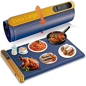 Food warming mat, Full Surface Heating Electric Warming Tray for buffets party, Premium Silicone Nano-Material food warmers for parties with 6 Temperature Settings, 2-6 hours Auto Shut-Off