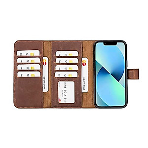 iPhone 14 Pro Leather Case, iPhone 14 Pro 6.1" Tri-fold Wallet, Magnetic Detachable iPhone 14 Pro Cover, Apple iPhone 14 Pro Card Holder