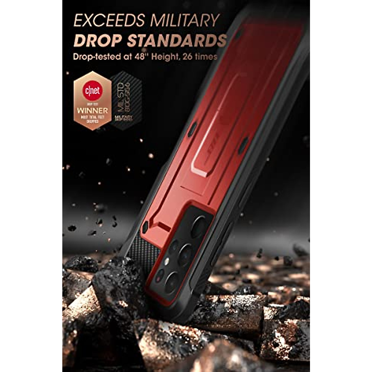 SUPCASE Unicorn Beetle Pro Series Case for Samsung Galaxy S21 Ultra 5G (2021 Release), Full-Body Dual Layer Rugged Kickstand Case with S Pen Slot (Ruddy)