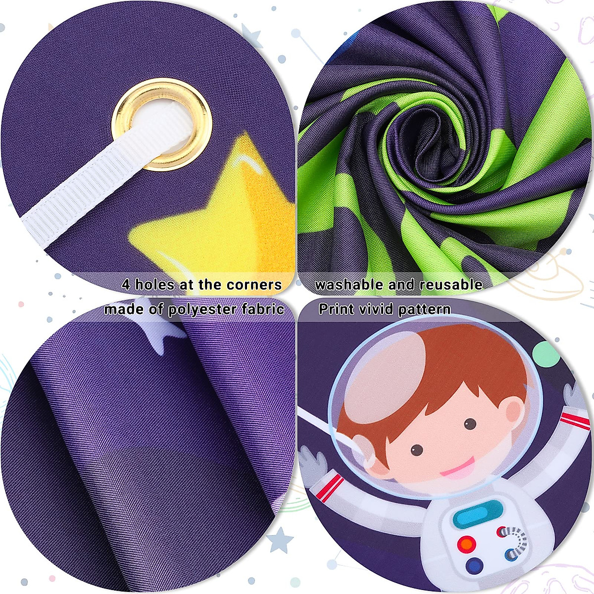 Space Birthday Decorations Banner Outer Space Happy Birthday Banner Backdrop, Astronaut Rocket Space Birthday Banner Space Themed Party Decorations Supplies for Boys Girls Kids 72.8x43.3 Inch