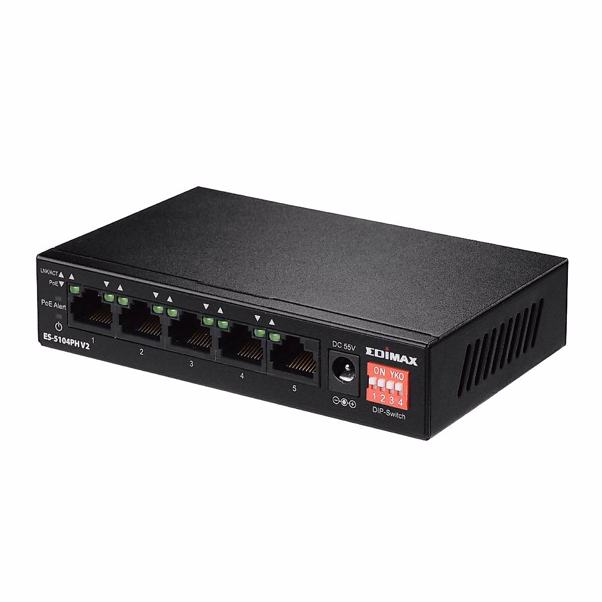 Edimax 5 Port Fast Ethernet Switch with 4 PoE+ Ports, ES-5104PH (with 4 PoE+ Ports)