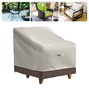 Patio Furniture Covers Waterproof for Chairs, 100% Outdoor Waterproof Durable Patio Outdoor Chair Cover, Lawn Sofa Cover with Handle for Patio Furniture, Beige & Brown (32W x 34D x 36H)