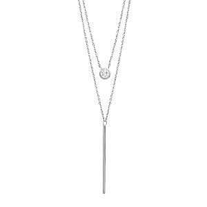 Silpada 'London Decker' Cubic Zirconia Layered Pendant Necklace in Sterling Silver, 17" + 2"