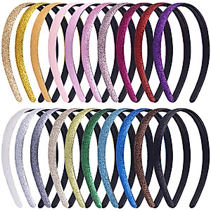 Duufin 20 Pieces Glitter Headbands Colorful Plastic Headbands with Teeth Sparkle Headbands for Girls and Women, 20 Colors