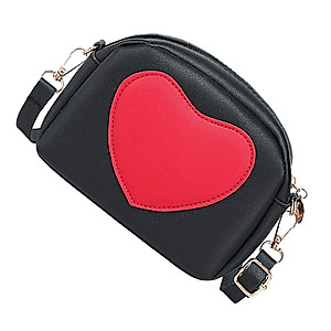 KESYOO Peach Heart Shoulder Bag Girl Shoulder Bag Black Messenger Bag Girls Shoulder Bag Sling Bag for Kids Purse Bag Kids Pu Leather Messenger Bag Girls Bag Coin Purse One Shoulder Child