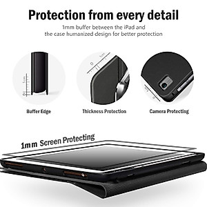 Antbox Case for iPad Pro 9.7/ iPad Air/iPad Air 2 with Built-in Pencil Holder Auto Sleep/Wake Function PU Leather Smart Cover (Black)