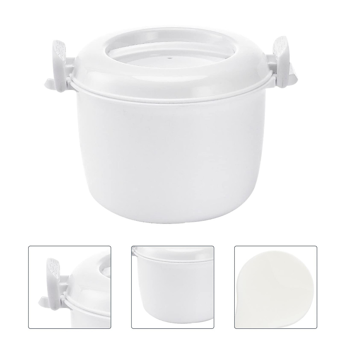 Microwave Rice Cooker Rice Steamer: Round Microwave Food Container Microwaveable Rice Pasta Cooker Microwave Rice Steamer for Rice Chicken Pasta