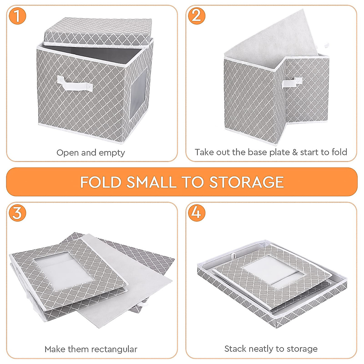 Keaxinty 13 inch Fabric Bin with Lid, 3 Pack of Cube Storage Bins, Foldable Organizer to Store Toys,Towels,Clothes,Books in Home, Shelves,Bedroom,Office