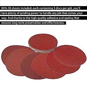Sackorange 30 PCS 9" Premium PSA Sanding Discs Set- 5 Each of 80, 100, 120, 180,240, 400 Grit - 9 Inch Self Adhesive Stickyback Sandpaper Discs for Drywall, Floor, Woodworking, Metal