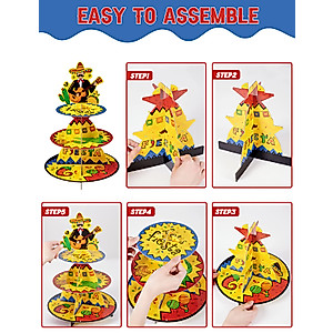 WERNNSAI Mexican Fiesta 3-Tier Cupcake Stand, Yellow, Paper
