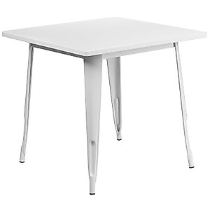 Flash Furniture Felix Commercial Grade 31.5" Square White Metal Indoor-Outdoor Table