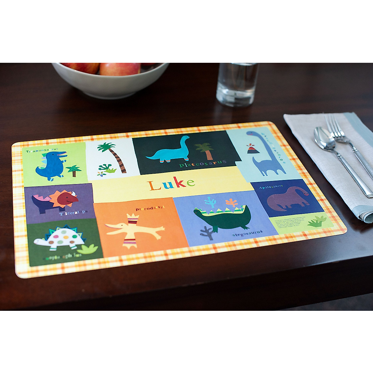 Personalized Placemat for Kids, Dinosaur - I See Me!