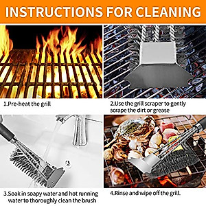 JUEMINGZI Grill Brush Bristle Free & Scraper - Ideal BBQ Cleaner Accessories -100% Rust Resistant Stainless Steel Barbecue Cleaner -Ideal for Gas,Charcoal, All Grilling Grates | Accessories Gift