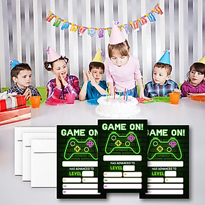 LoaHak Video Game Birthday Party Invitations, Video Game Birthday Invitations, Neon Party Invite, Birthday Party Invitations for Friends, Classmates, Teammates, etc. (055)