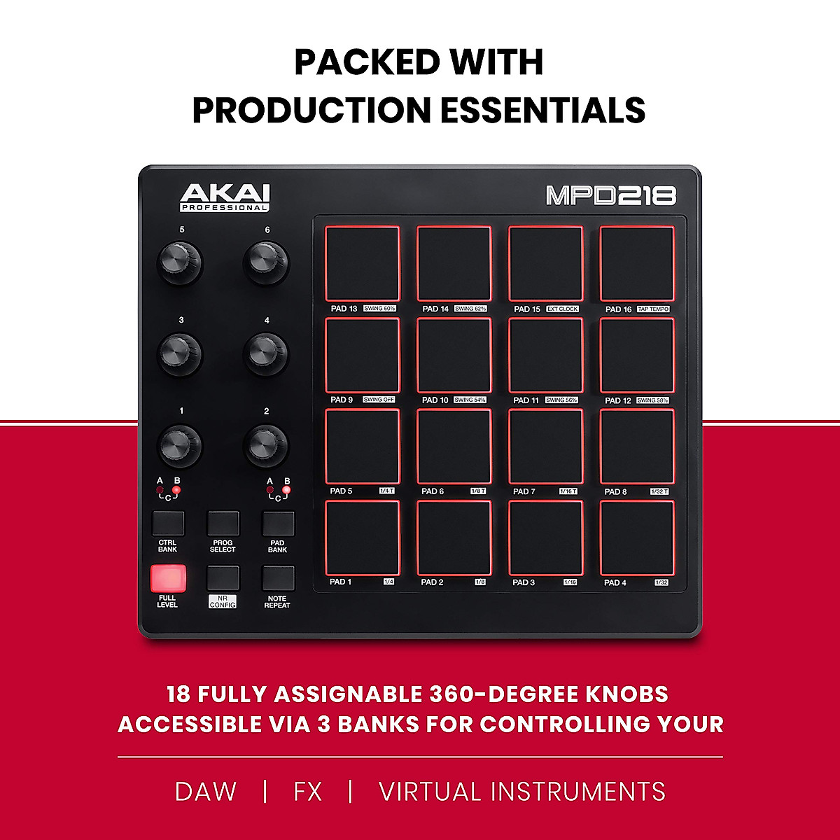 AKAI Professional MPD218 & Full Level Buttons and Production Software & Focusrite Scarlett Solo (3rd Gen) USB Audio Interface with Pro Tools | First