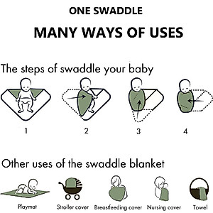 Bayceen Large Rayon Jersey Knitted Swaddle Blanket for Baby, Soft Stretchy Receiving Blanket for Newborns with Hat, Large 47 x 47 inches (Sage)