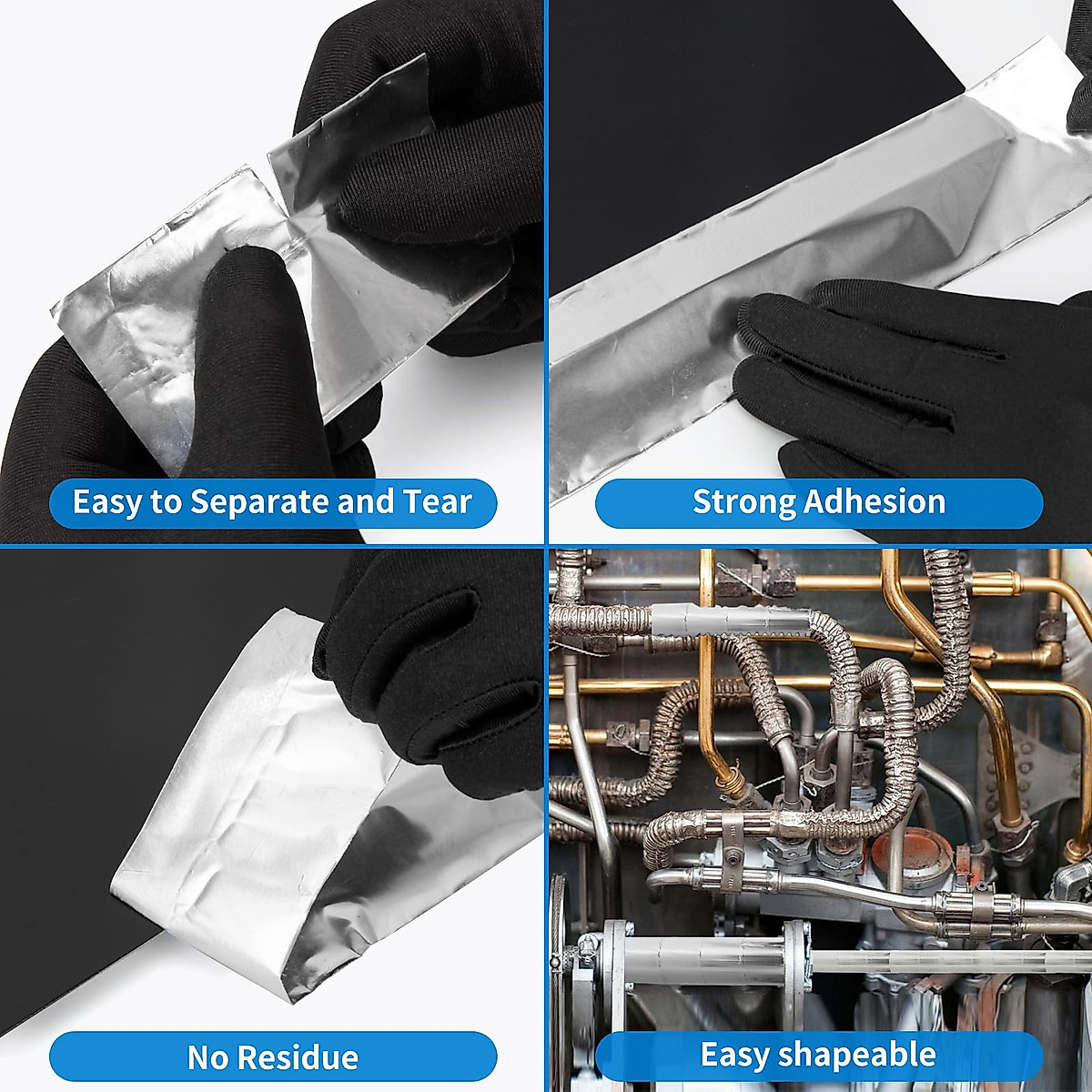 Thicker Silver Aluminum Foil Tape for Ductwork, 2-inch x 65 Feet, 3.9 mils High-Temperature Sealing & Patching, Heavy Duty HVAC Tape for Air Ducts Vents, Metal Repair, Exhaust Pipe, AC Dryer, Furnace