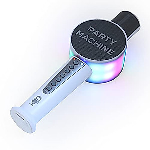 Singing Machine Wireless Karaoke Microphone for Kids & Adults, Party Machine Mic (White) - Portable Handheld Bluetooth Microphone with Speaker & Voice Changer Effect - Karaoke Mic for Singing