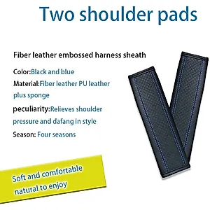 XINLIYA 2PCS Car Seat Belt Cover, Soft Shoulder Strap Covers Harness Pads, Safety Leather Seatbelt Comfort Driving Cushion Protect Your Neck and Shoulder Universal for Car, Truck, SUV (Black/Blue)