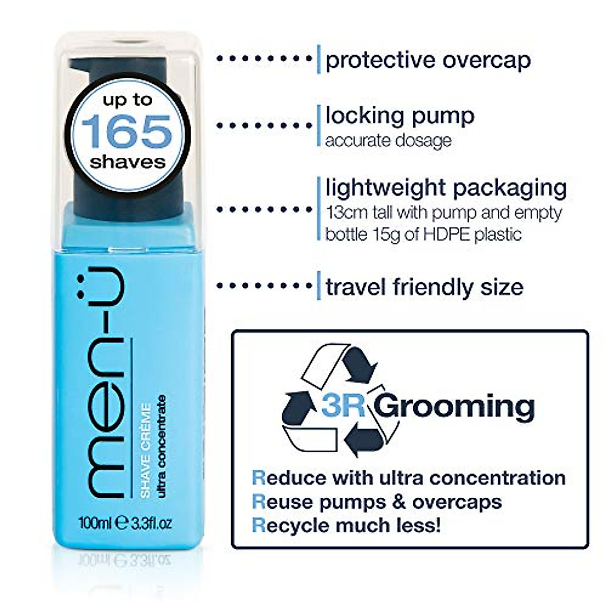 men-ü High-Performance Shaving Cream w/UP TO 165 SHAVES, mens shaving cream with Long Lasting/Ultra-Concentrate Formula with Tea Tree oil/Lubricants & Moisturisers, shaving cream mens 3.3 fl oz.…