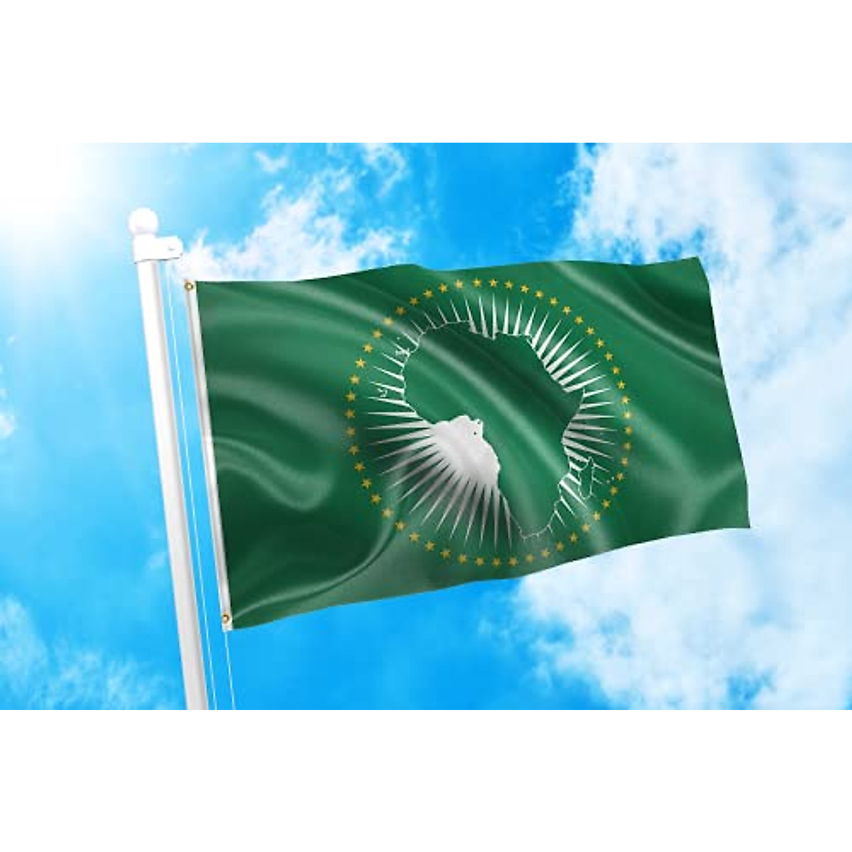 DMSE African Union AU Flag 3X5 Ft Foot 100% Polyester 100D Flag UV Resistant (3' X 5' Foot)