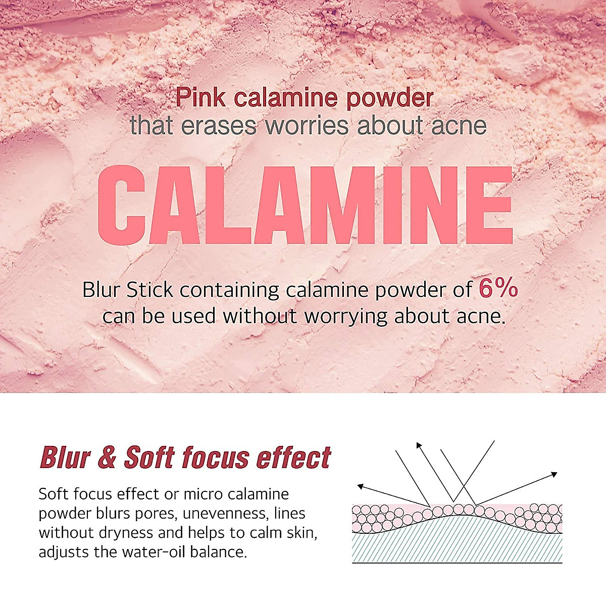 Korean Makeup Blur Stick Face Primer - Pore Minimizer and Reducer for Your Face - More Energetic Eyeshadow, Eyelid and Eye Details - With Hydrating Calamine Base for Oily Skin and Sensitive Acne Skin