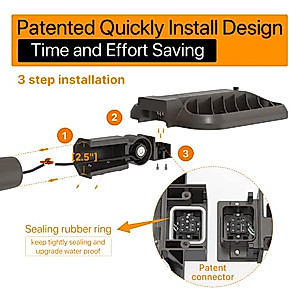 DEMILARE 150W Parking Lot Light Quick Installation Dusk to Dawn Led Shoebox Lights with Slip Fit Mount 100-277V Street Pole Lights 5000K IP65 Waterproof Outdoor Lighting for Stadium, Barn, Road