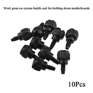 Hahiyo Anodized Aluminum Thumbscrews 6#-32x6 M3.5 Thread Size Large Knurled Head Cage Mounts Hand Tighten Easy Grip Turn Not Damage Short Inside Sturdy Sleek for Computer Case PCI Slot Black 10PCS