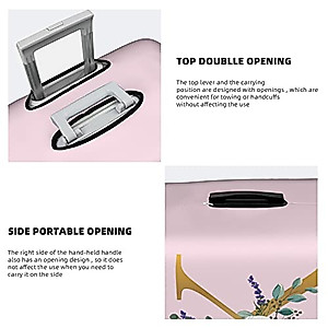 Flower Lette K Pink Luggage Cover Elastic Washable Stretch Suitcase Protector Anti-Scratch Travel Suitcase Cover for Kid and Adult L (25-28 inch suitcase)