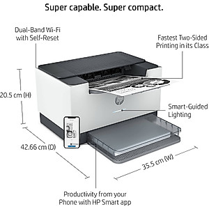 HP Laserjet M209dw Single-Function Wireless Monochrome Laser Printer - Print only - 30 ppm, 600 x 600 dpi, 8.5" x 14" Legal, Auto Duplex Printing, USB, WiFi, Ethernet, Cbmou External Webcam (Renewed)