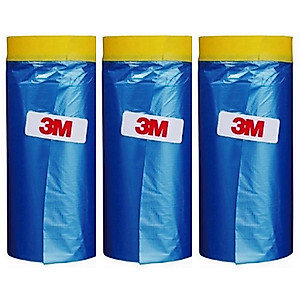 Plastic Sheeting Automotive Masking Tape - Multi Size Pack - No Residue Painters Plastic Drop Cloth for Painting - Plastic Paint Tape and Drape - Pre-Taped Masking Film (65 Feet) (3 of Set (35.4 in))