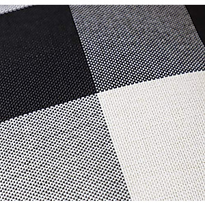 4TH Emotion Set of 2 Farmhouse Buffalo Check Plaid Throw Pillow Covers Cushion Case Polyester Linen for Fall Home Decor Black and White, 12 x 20 Inches