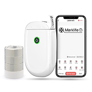 Marklife P11 Label Maker Machine with 4 Rolls Tape,Mini Thermal Wireless Inkless Sticker Printer Machine for Home Kitchen Office Organization
