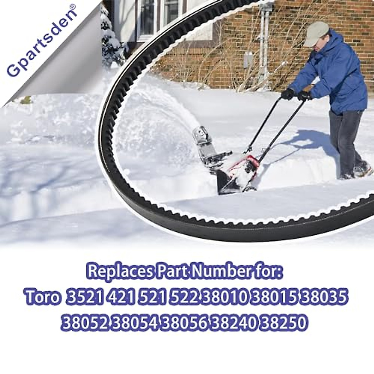 Gpartsden 37-9080 379080 Auger Drive Belt 265-533 for Toro Snow Blower 3521 421 521 522 38010 38015 38035 38052 38054 38056 38240 38250