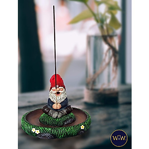 World of Wonders Ol' Smokey Gnaughty Gnomes Series Garden Gnome Incense Holder | Meditation Gifts for Your Home Office | Home Fragrance Products and Aroma Therapy - 7.5"