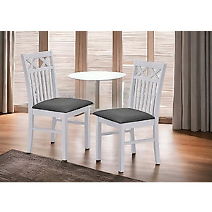Liveasy Furniture Dining Chairs Set of 2, Dining Room Chairs with Solid Wood Legs, Kitchen Chairs with Cushion (White, Set of 2)