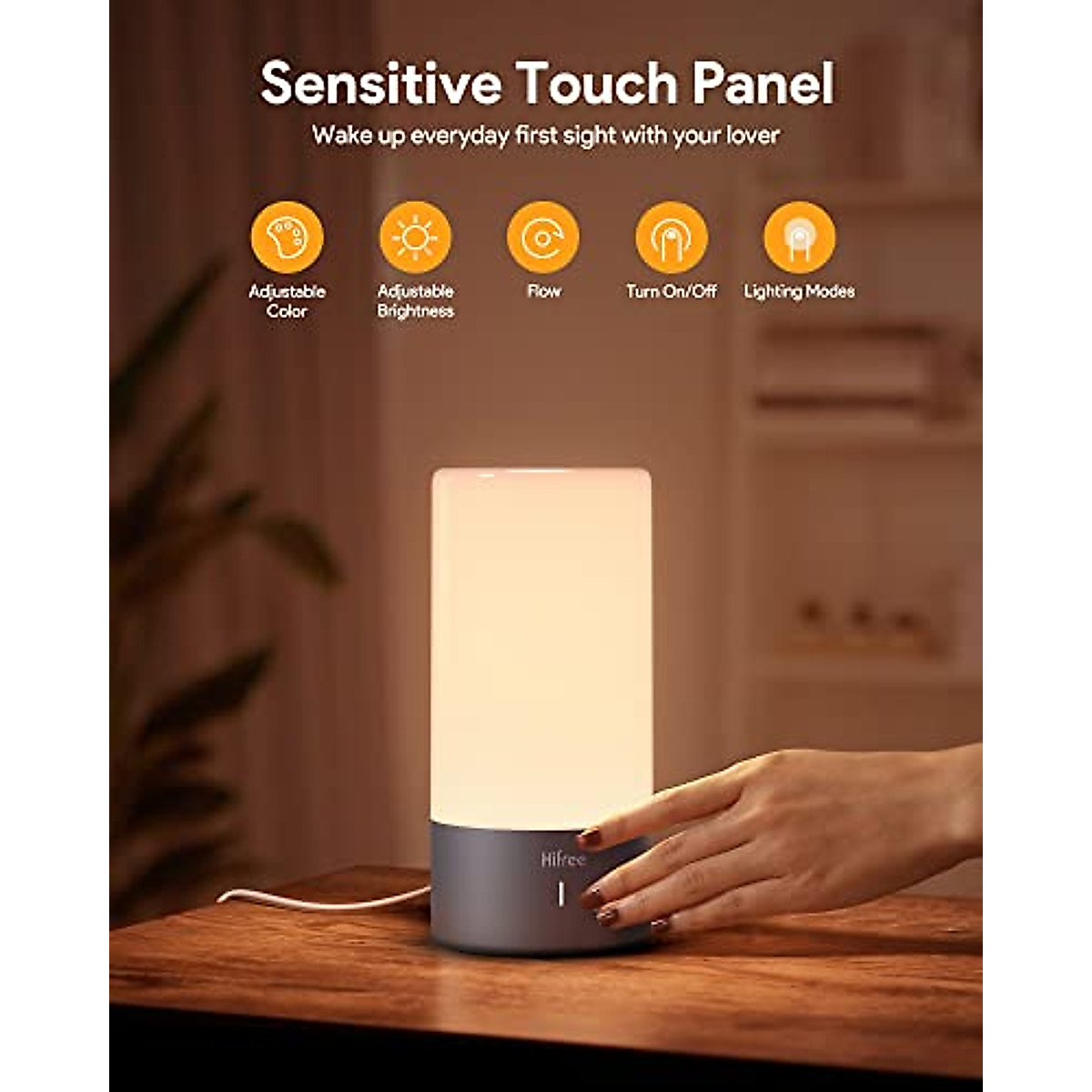 LED Table Lamp, 3-Levels Dimmable Touch Lamp, 16 Millions RGB Color Changing Desk Lamp for Home / Office(Grey)