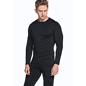 ATHLIO Men's Thermal Underwear Set, Winter Hunting Gear Comfort Fit Long Johns, Base Layer Top & Bottom for Cold Weather, Comfort Fit Set Black, Large
