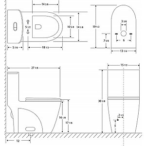 Modern Bidet Toilet Seat, One Piece Toilet with Comfort Chair Seat For Bathroom, Elongated Toilet with Soft-Close Seat, Toilet Bidet, Dual-Flush Functionality, Hotel (Black+New)