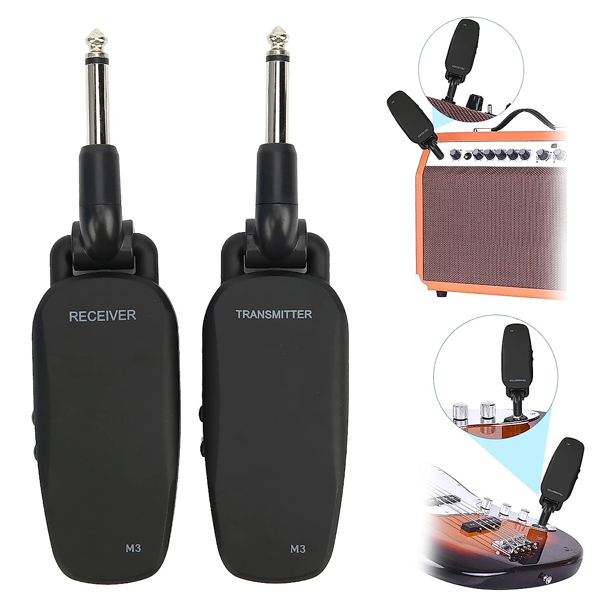 Guitar System Rechargeable Guitar Transmitter Receiver Audio System 48K 24bit 20Hz-20KHz Electronic Bass Pickup Amplifier Accessories