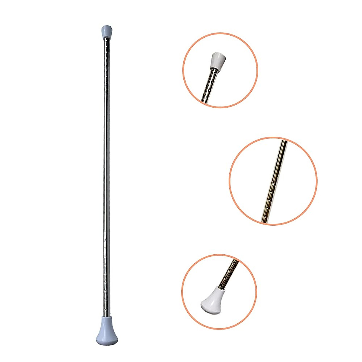 Dasiyoki 26-inch Twirling Baton Spinning Dance Baton Metal Rhythmic Gymnastics Conducting Batons for Child in Majorette-Complete with 1 Dance Ribbon Rainbow Streamer (White,1 Pack)